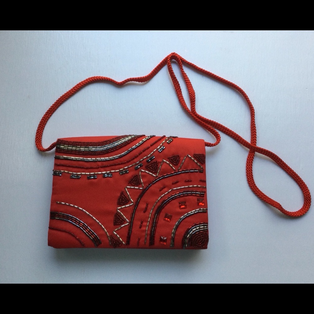 Genie Beaded Satin Crossbody Or Clutch Bag - Gem